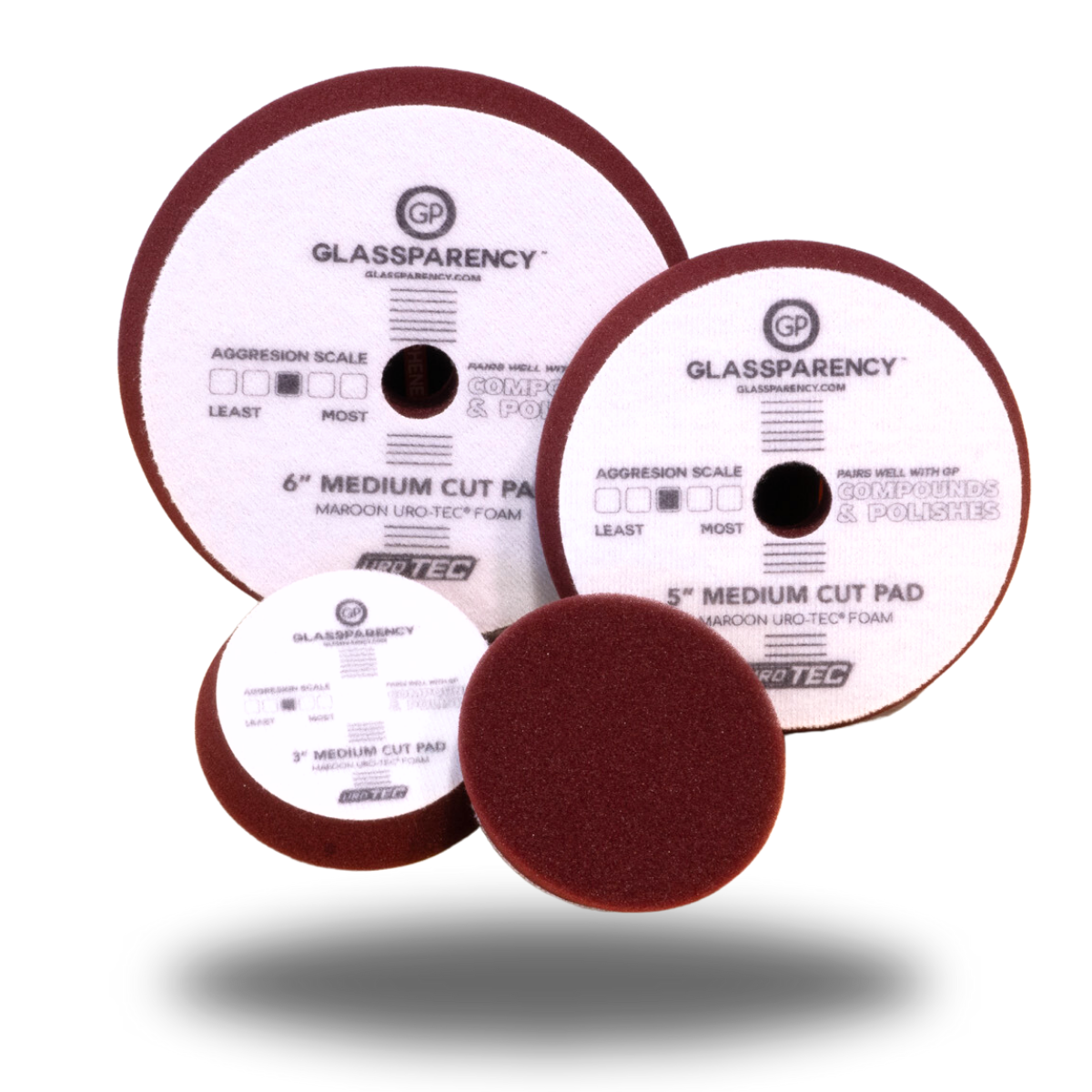 Maroon UroTec Medium Cut/Heavy Polish Foam Pad – GlassParency
